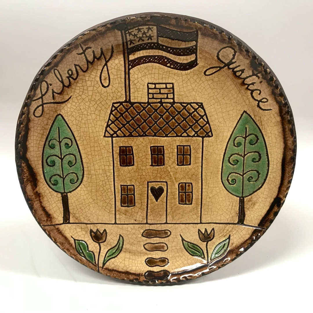 Smith Redware - Handcrafted Slab Plate - Folk Art, Patriotic, American ...