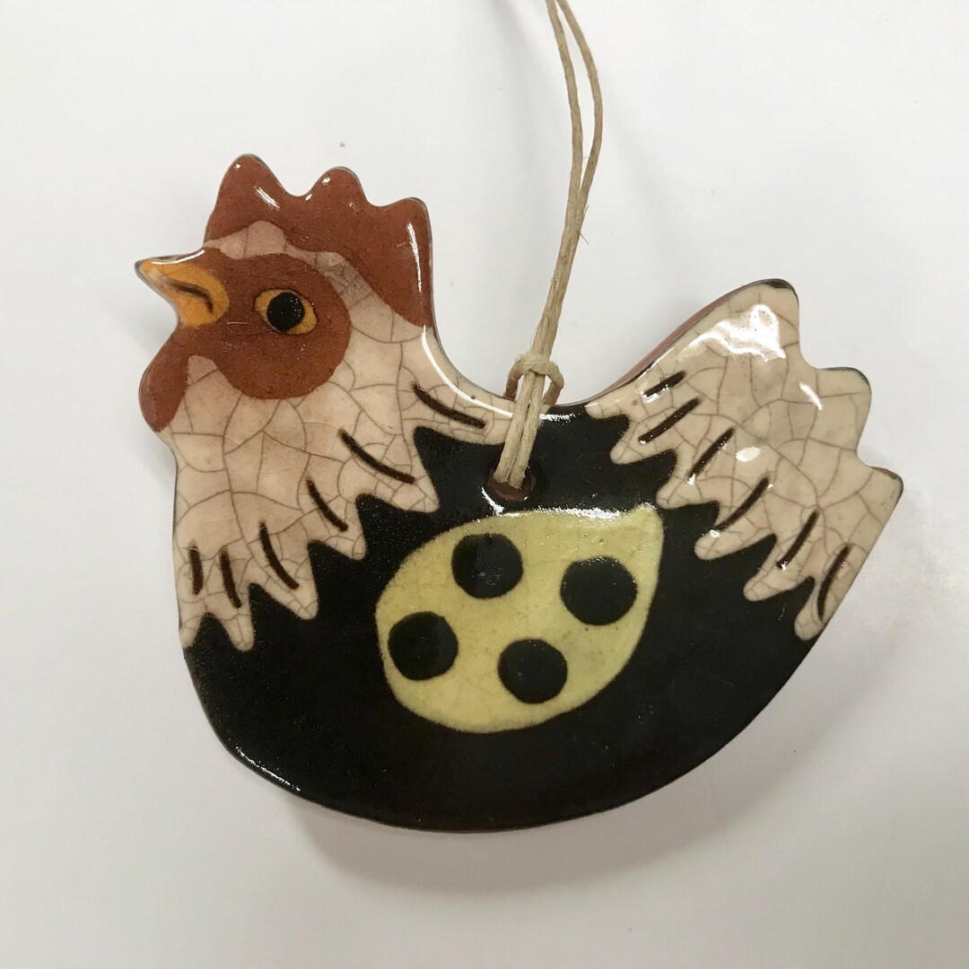 Smith Redware - Handcrafted Chicken Ornament - Folk Art, Hand Painted ...