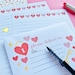 Printable Valentine's Day Letter Writing Set February Penpal Paper ...