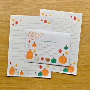 Printable Pumpkin Letter Writing Set - Autumn Fall Penpal Paper ...