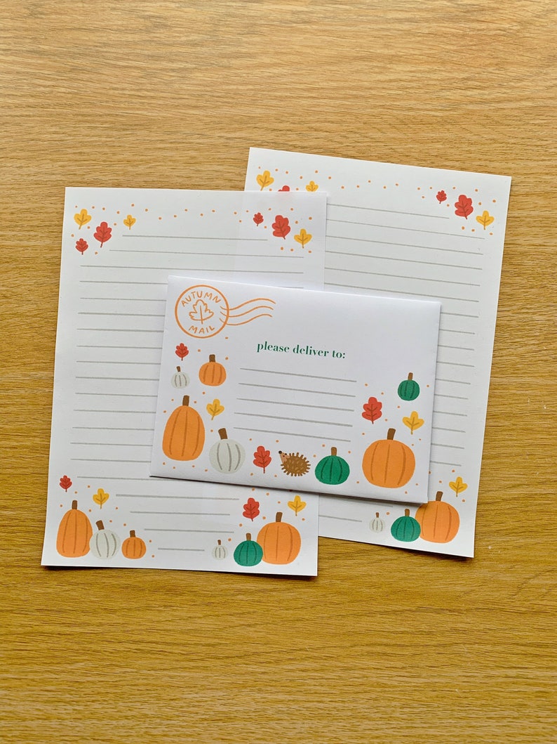 Printable Pumpkin Letter Writing Set - Autumn Fall Penpal Paper ...
