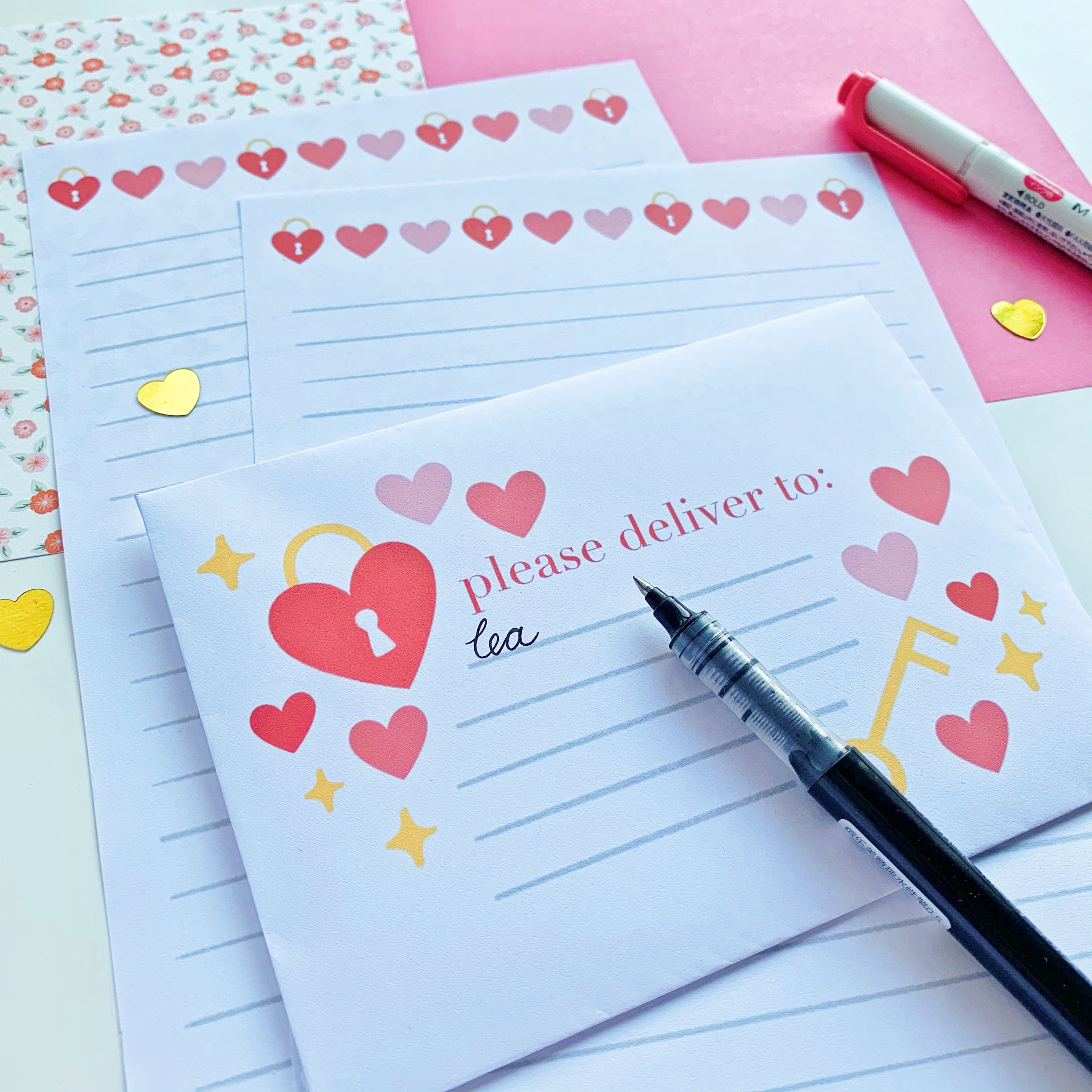 Printable Valentine's Day Letter Writing Set - February Penpal Paper ...