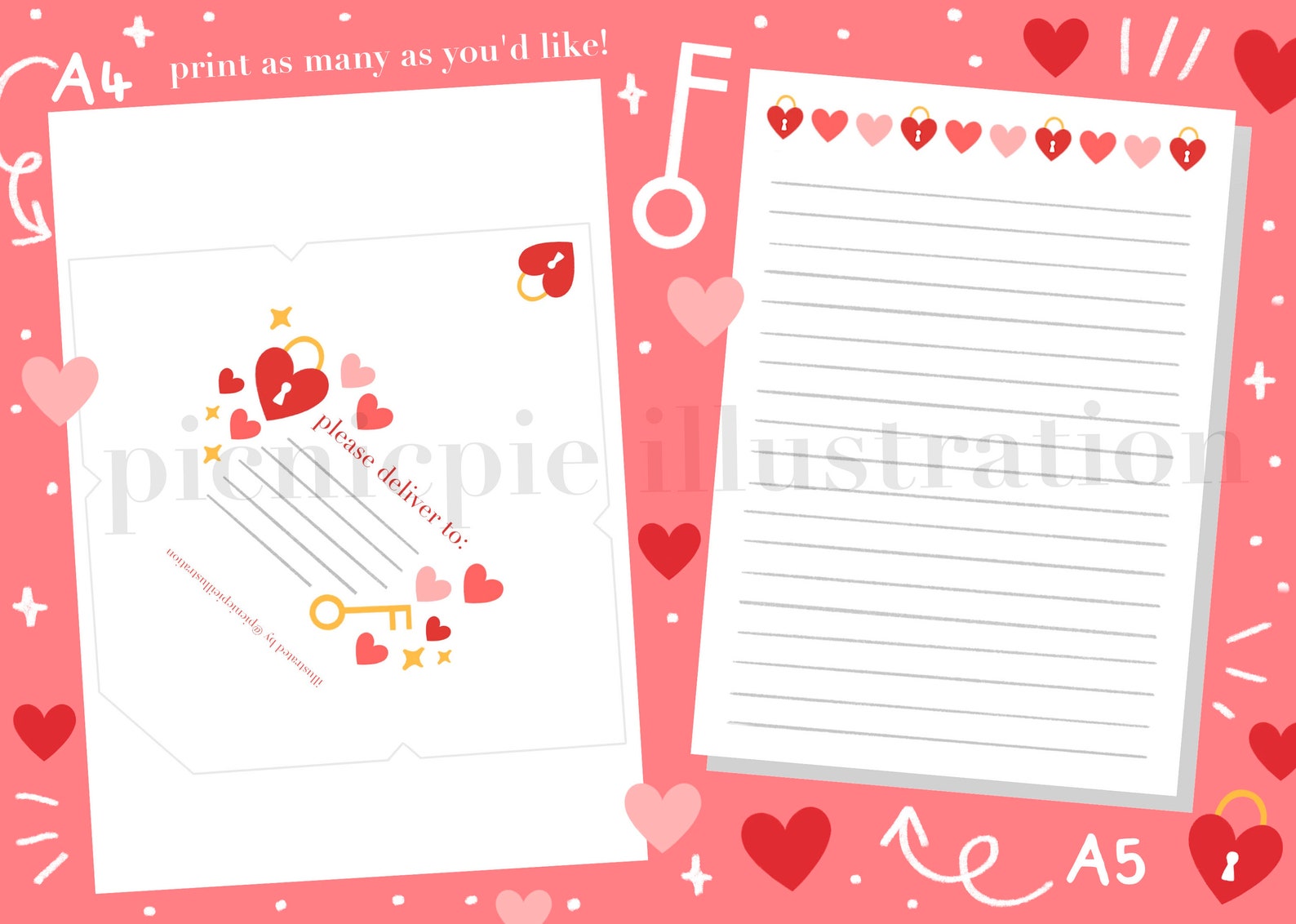 Printable Valentine's Day Letter Writing Set February - Etsy