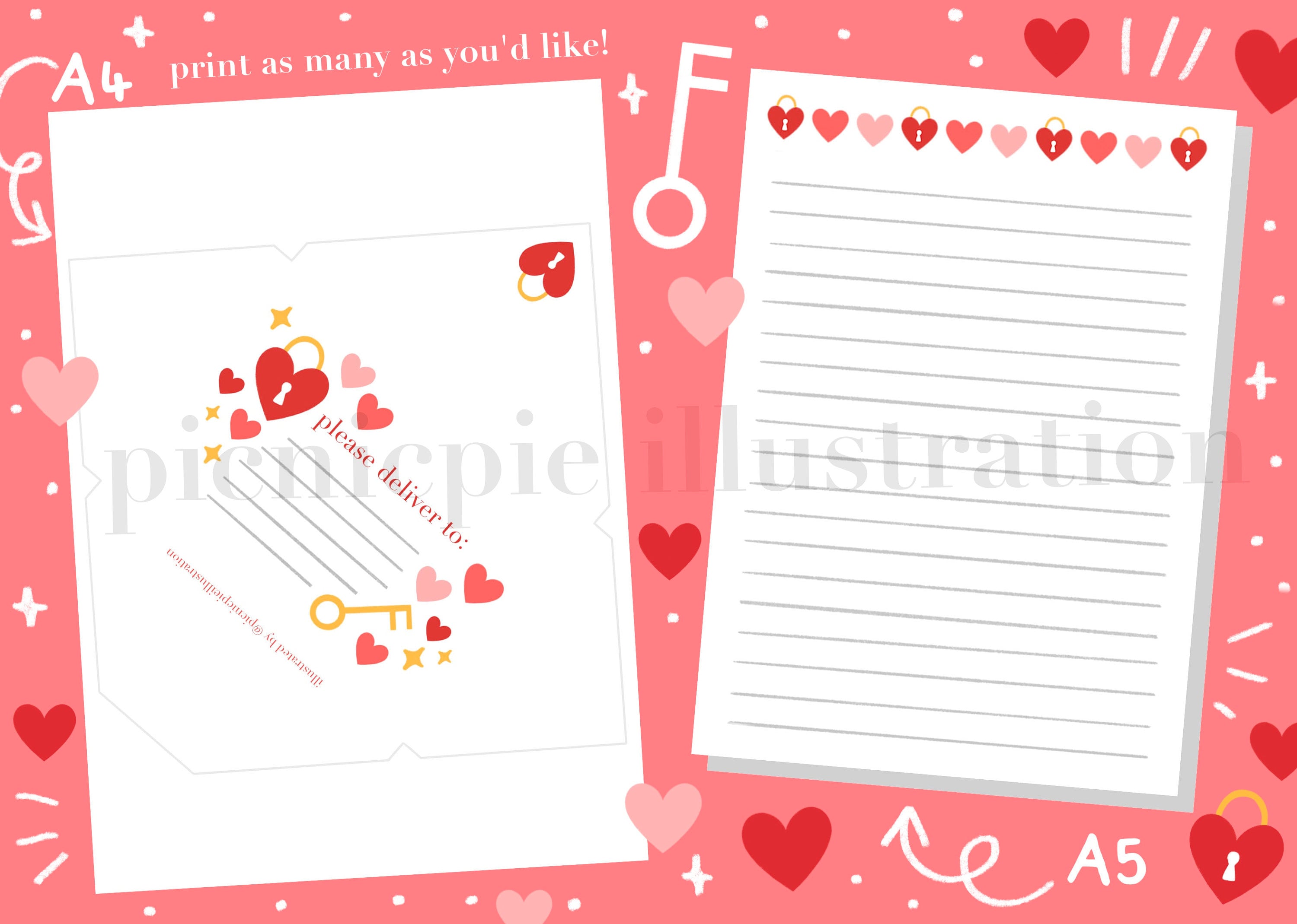 Printable Valentine's Day Letter Writing Set February - Etsy