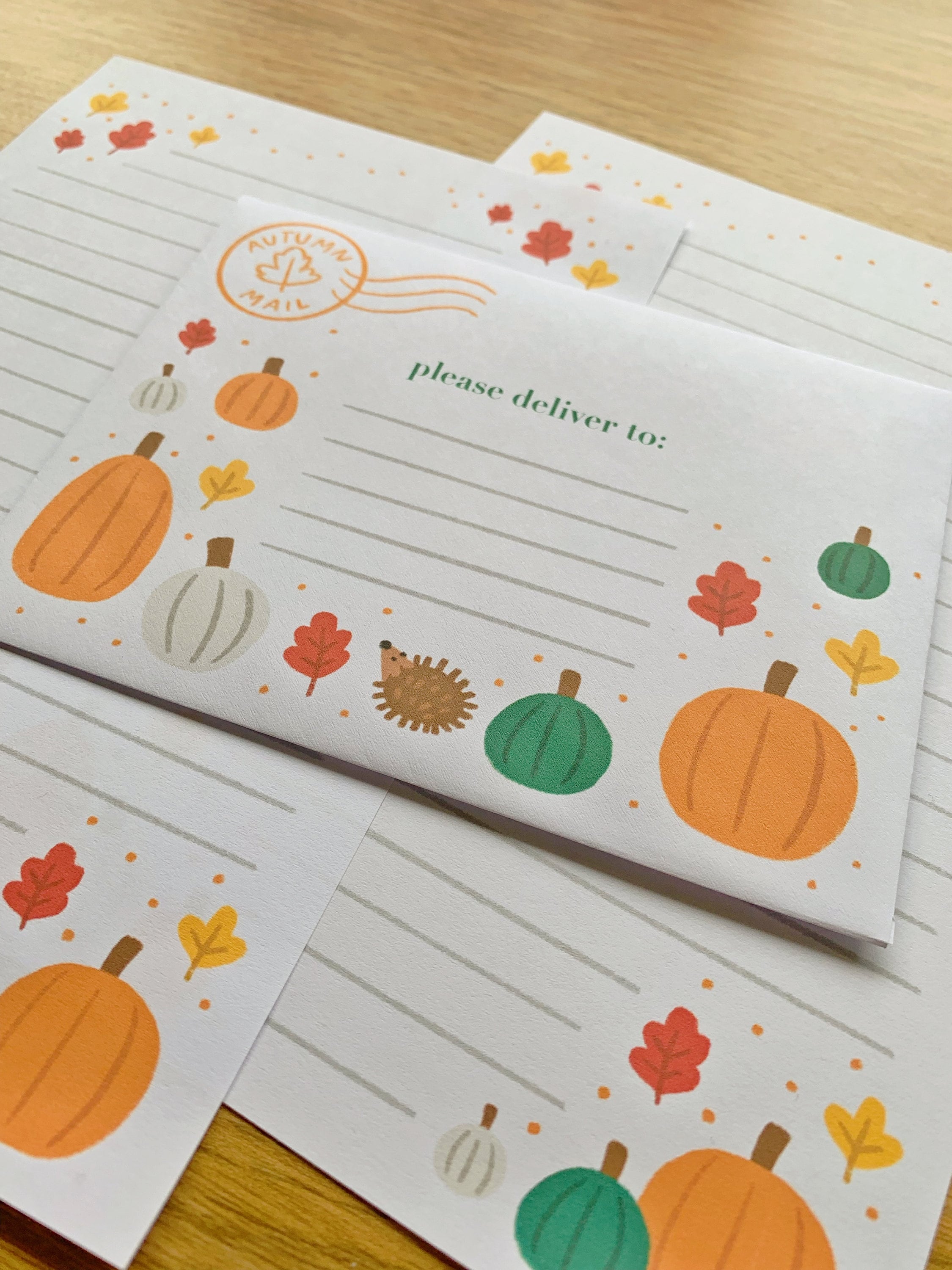 Printable Pumpkin Letter Writing Set - Autumn Fall Penpal Paper ...