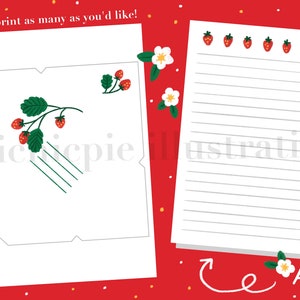 Printable Strawberry Letter Writing Set - Penpal Paper & Envelope Kit ...