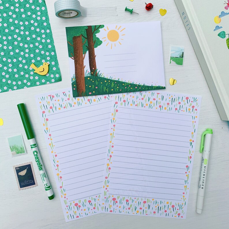 Printable Cute Forest Letter Writing Set - Penpal Paper & Envelope Kit ...
