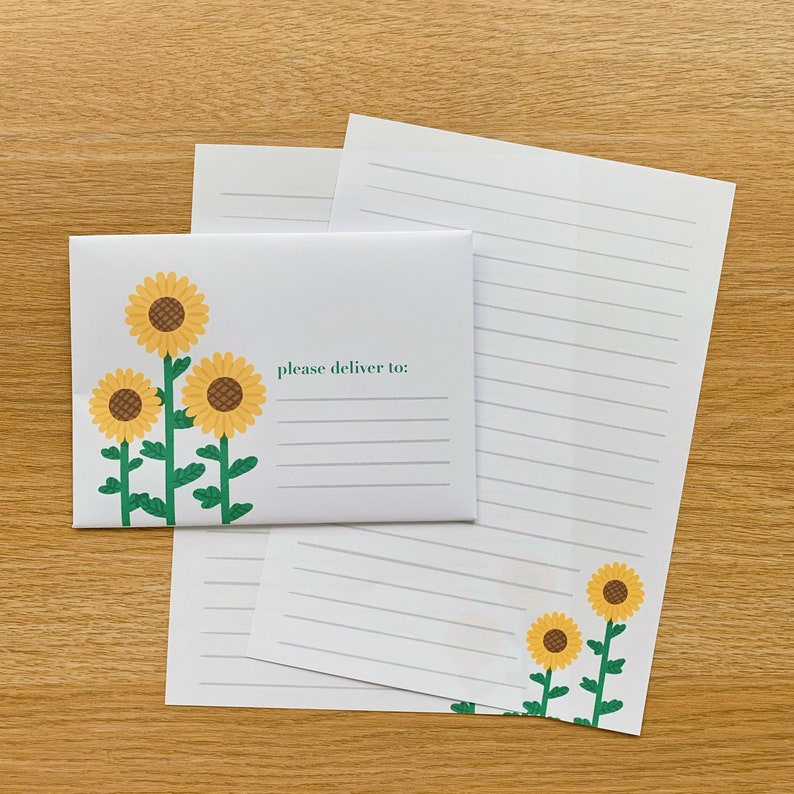 Printable Sunflower Letter Writing Set Penpal Paper & - Etsy