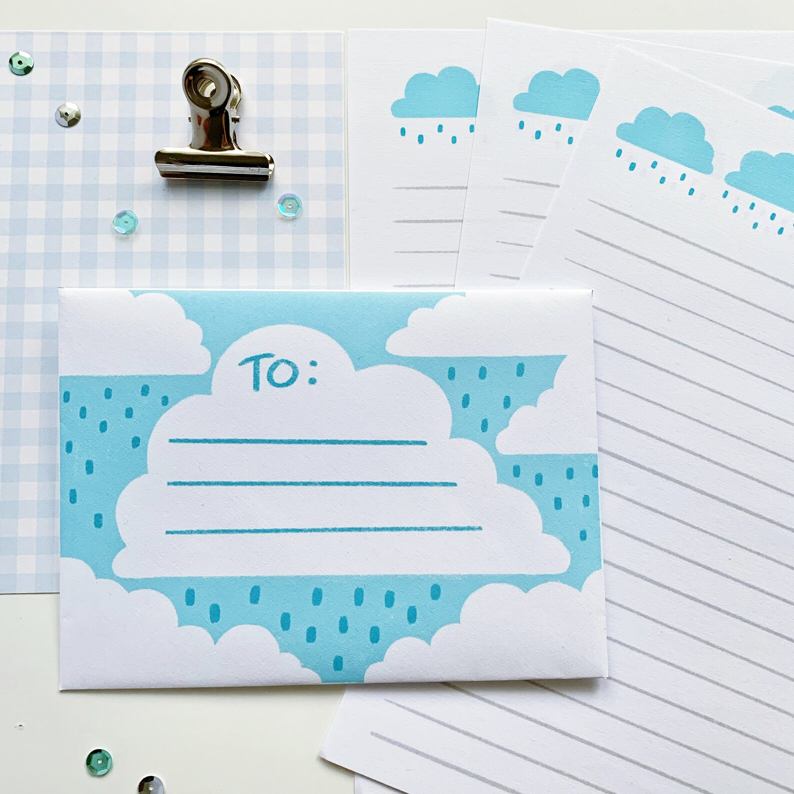 Printable Cloud Sky Letter Writing Set Penpal Paper & - Etsy