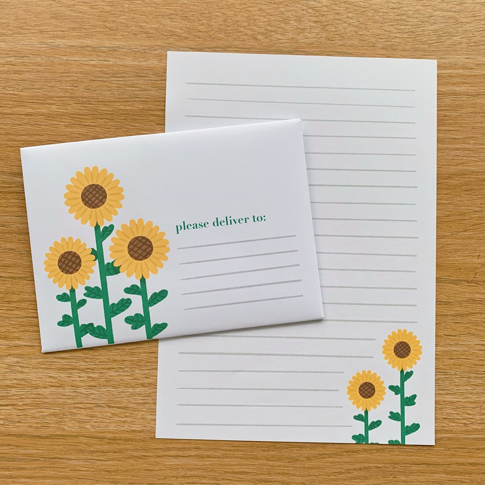 Printable Sunflower Letter Writing Set Penpal Paper & - Etsy