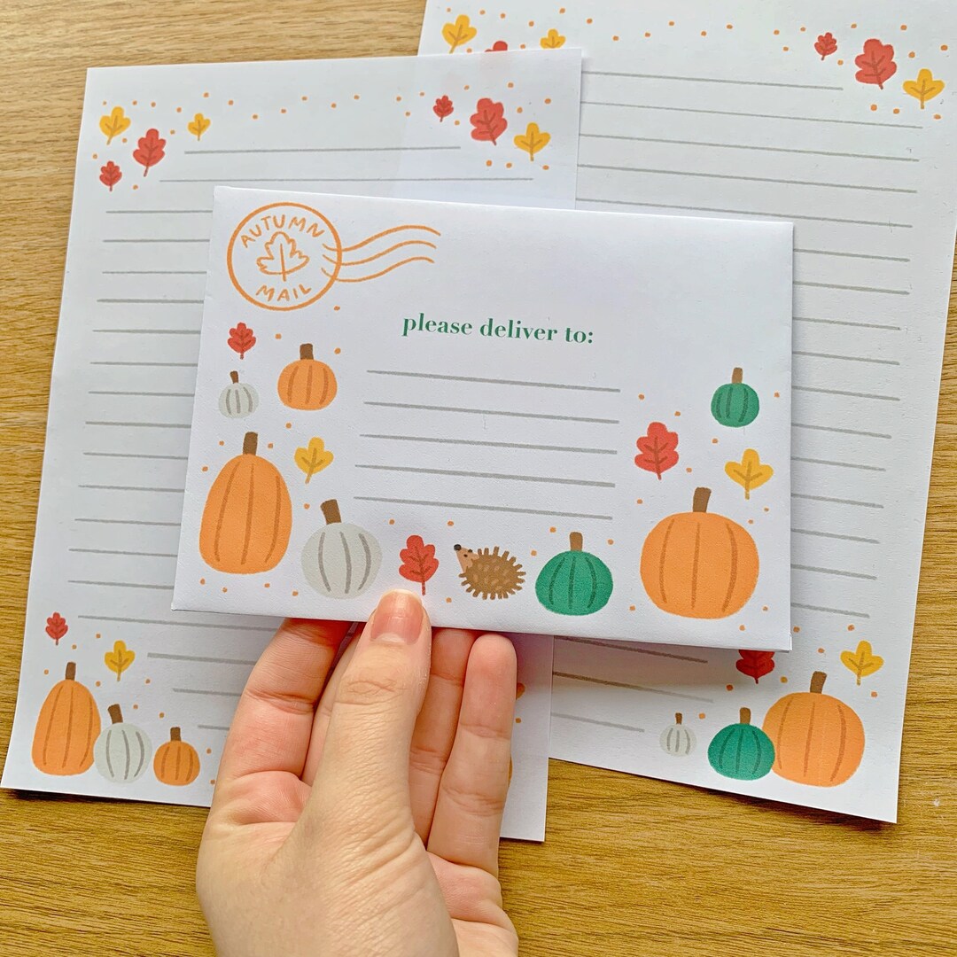 Printable Pumpkin Letter Writing Set - Autumn Fall Penpal Paper ...