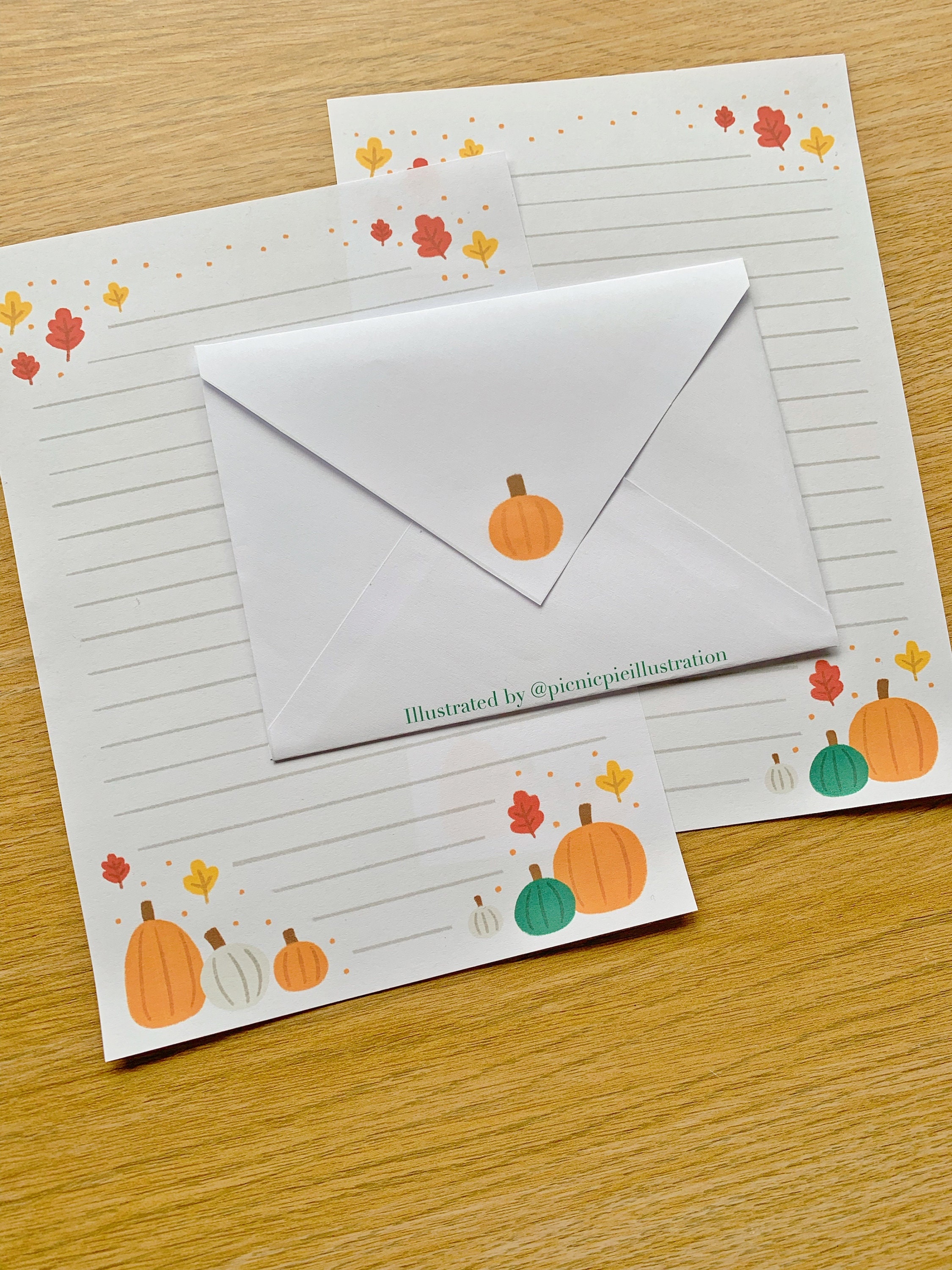 Printable Pumpkin Letter Writing Set - Autumn Fall Penpal Paper ...