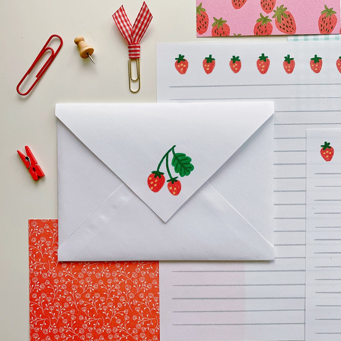 Printable Strawberry Letter Writing Set Penpal Paper & - Etsy