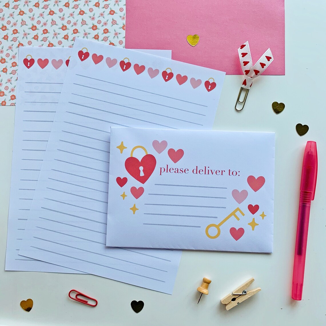 Printable Valentine's Day Letter Writing Set February - Etsy