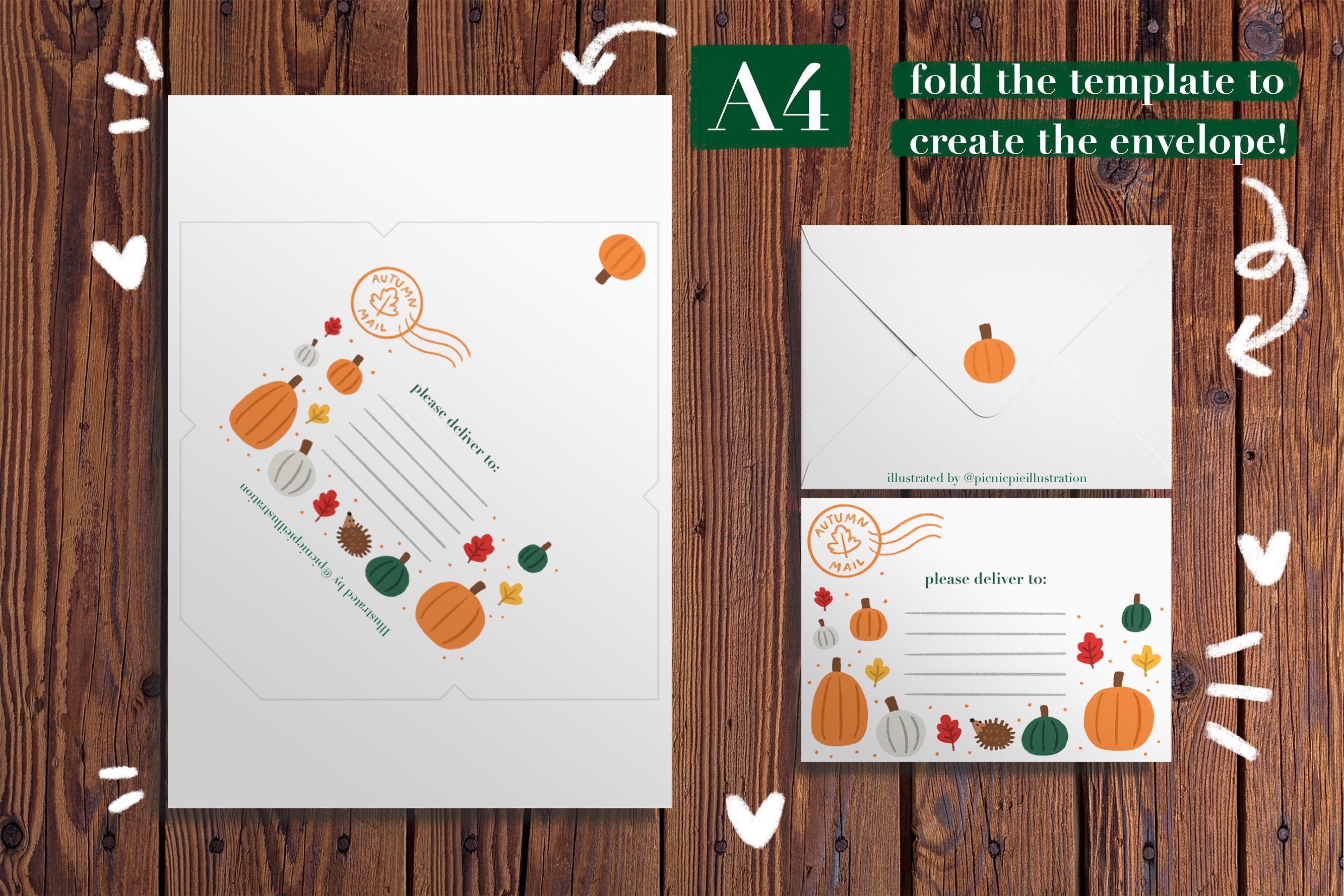 Printable Pumpkin Letter Writing Set Autumn Fall Penpal | Etsy
