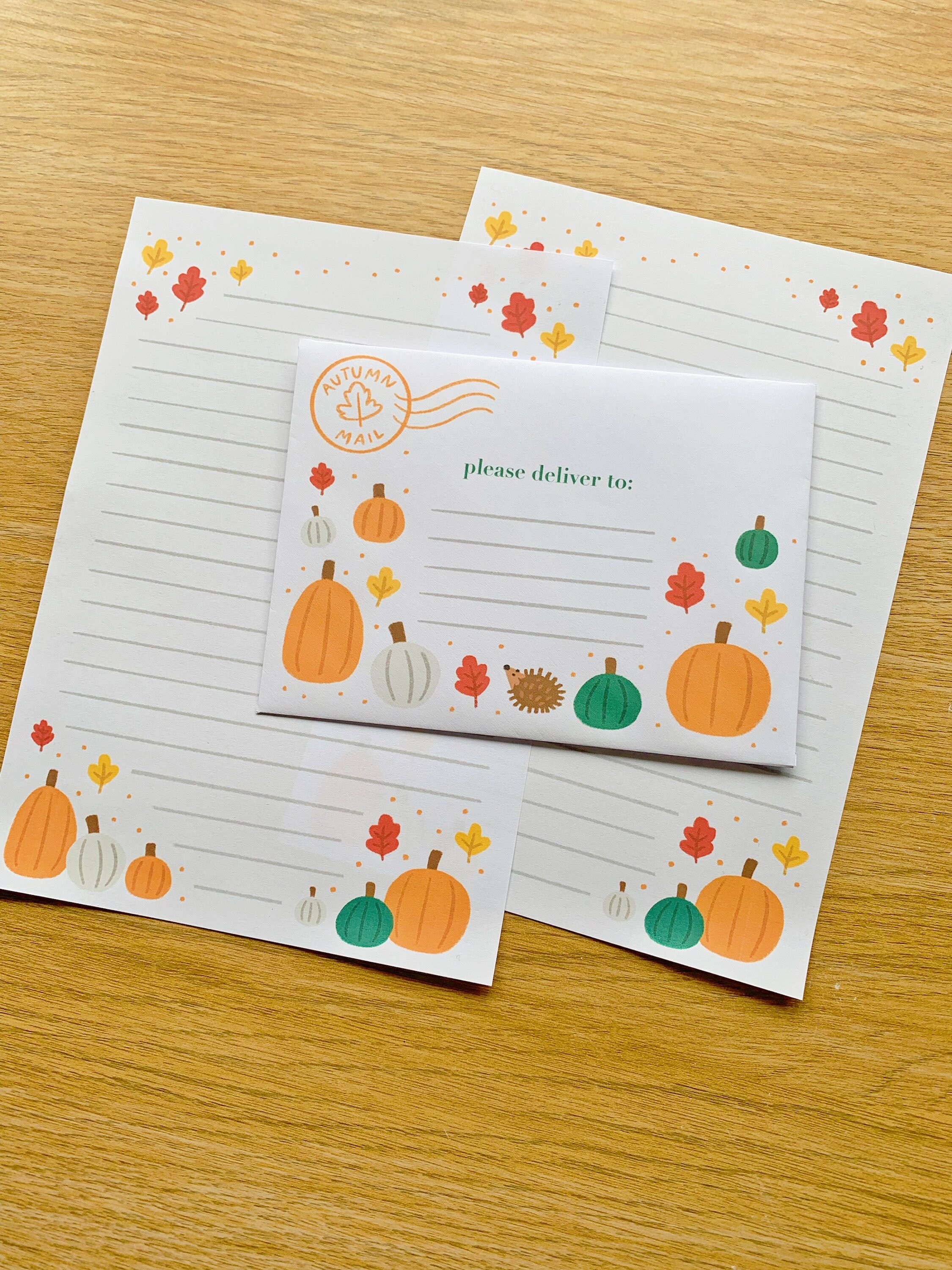 Printable Pumpkin Letter Writing Set Autumn Fall Penpal | Etsy