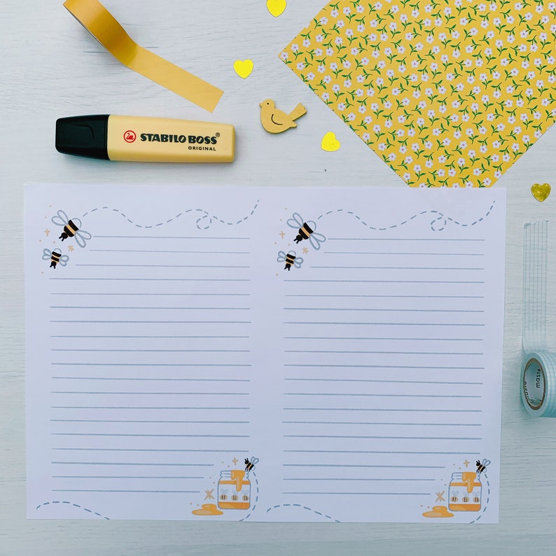Printable Cute Bee Letter Writing Set - Penpal Paper & Envelope Kit ...
