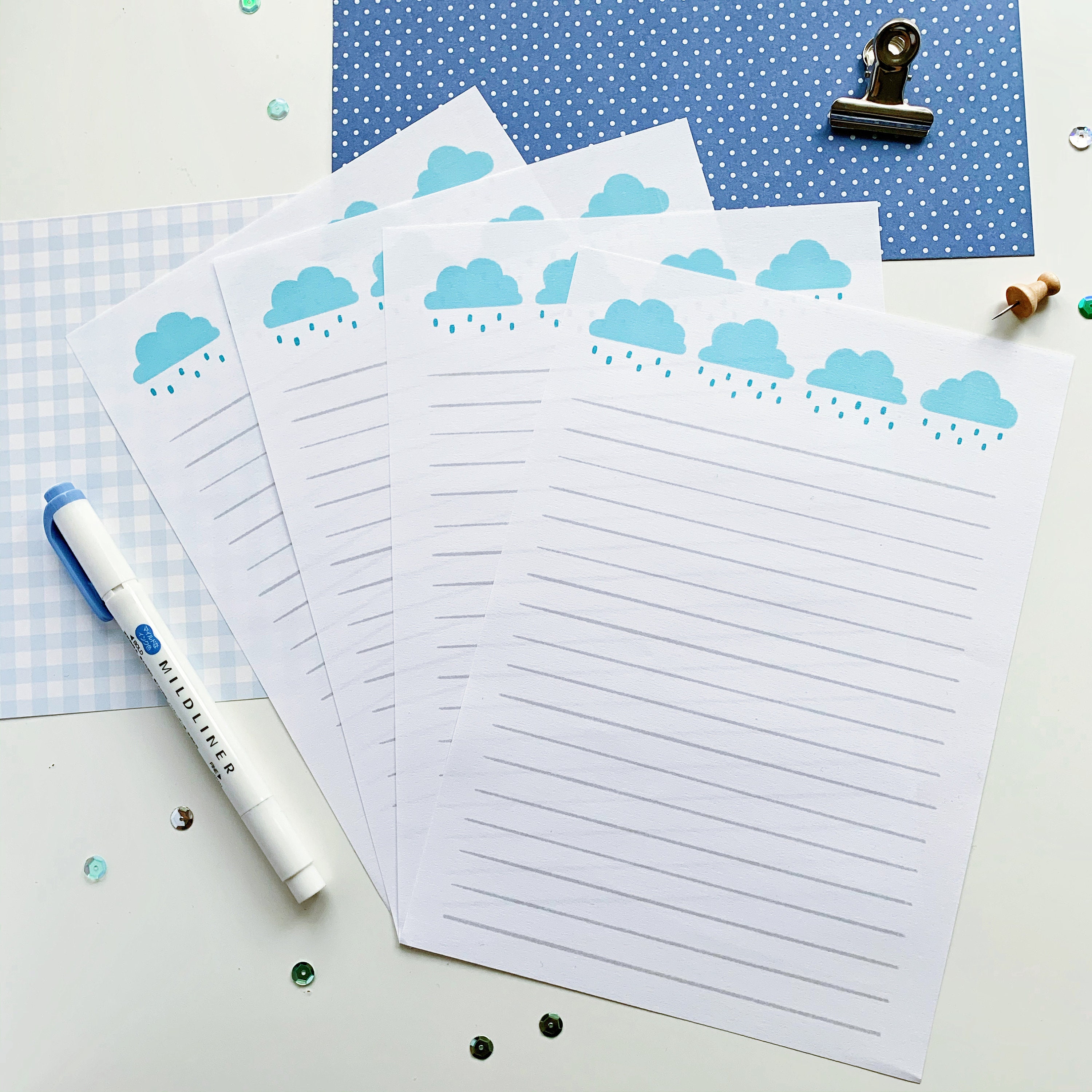 Printable Cloud Sky Letter Writing Set Penpal Paper & - Etsy