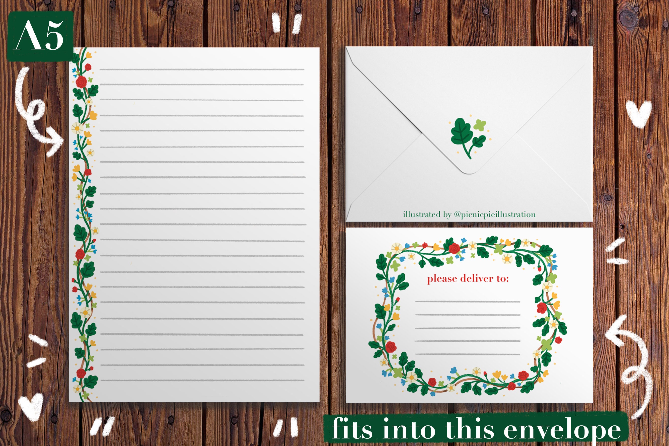 Paper folky penpal paper & envelope kit happy mail snail mail ...