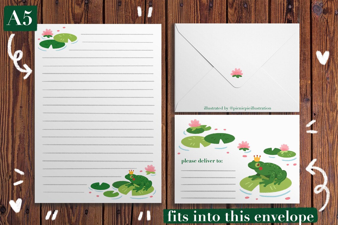 Printable Enchanted Frog Prince Lily Pad Penpal Set Cute - Etsy