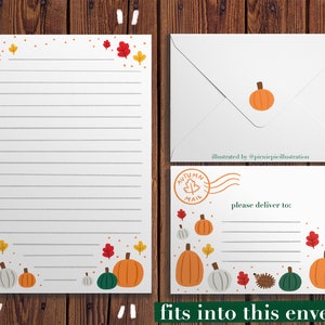 Printable Pumpkin Letter Writing Set - Autumn Fall Penpal Paper ...