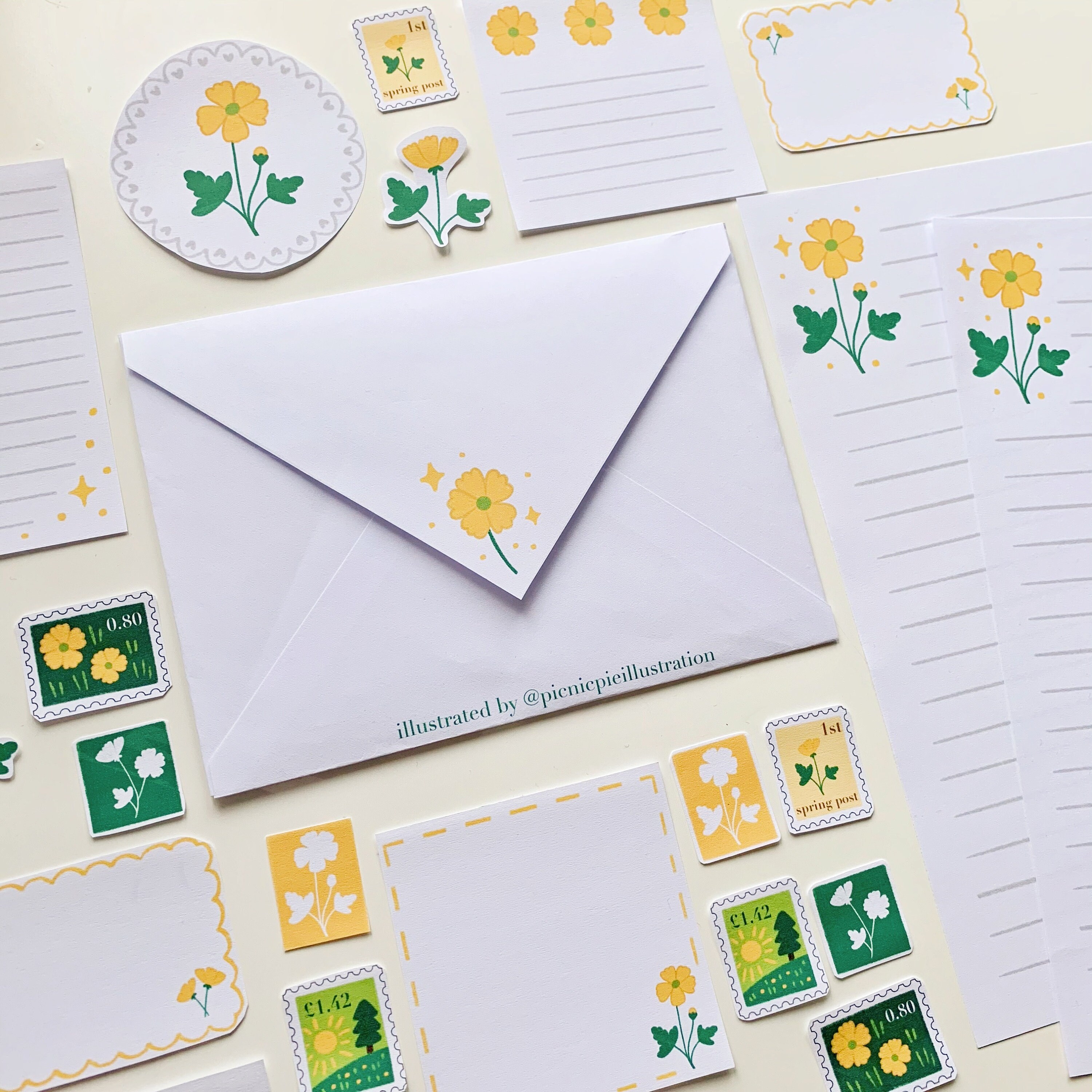 Printable Buttercup Letter Writing Set - Penpal Paper & Envelope Kit ...