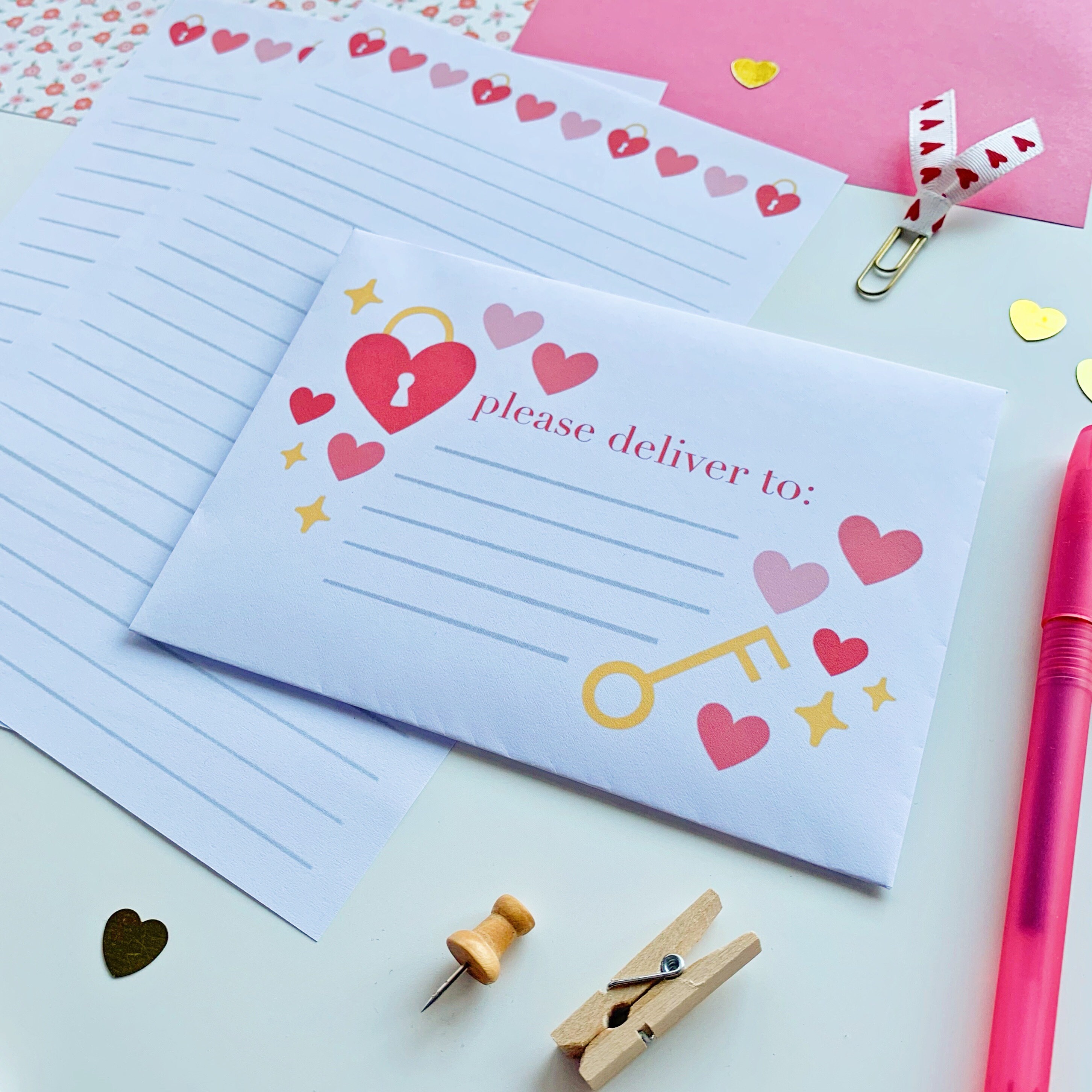 Printable Valentine&#039;s Day Letter Writing Set February - Etsy