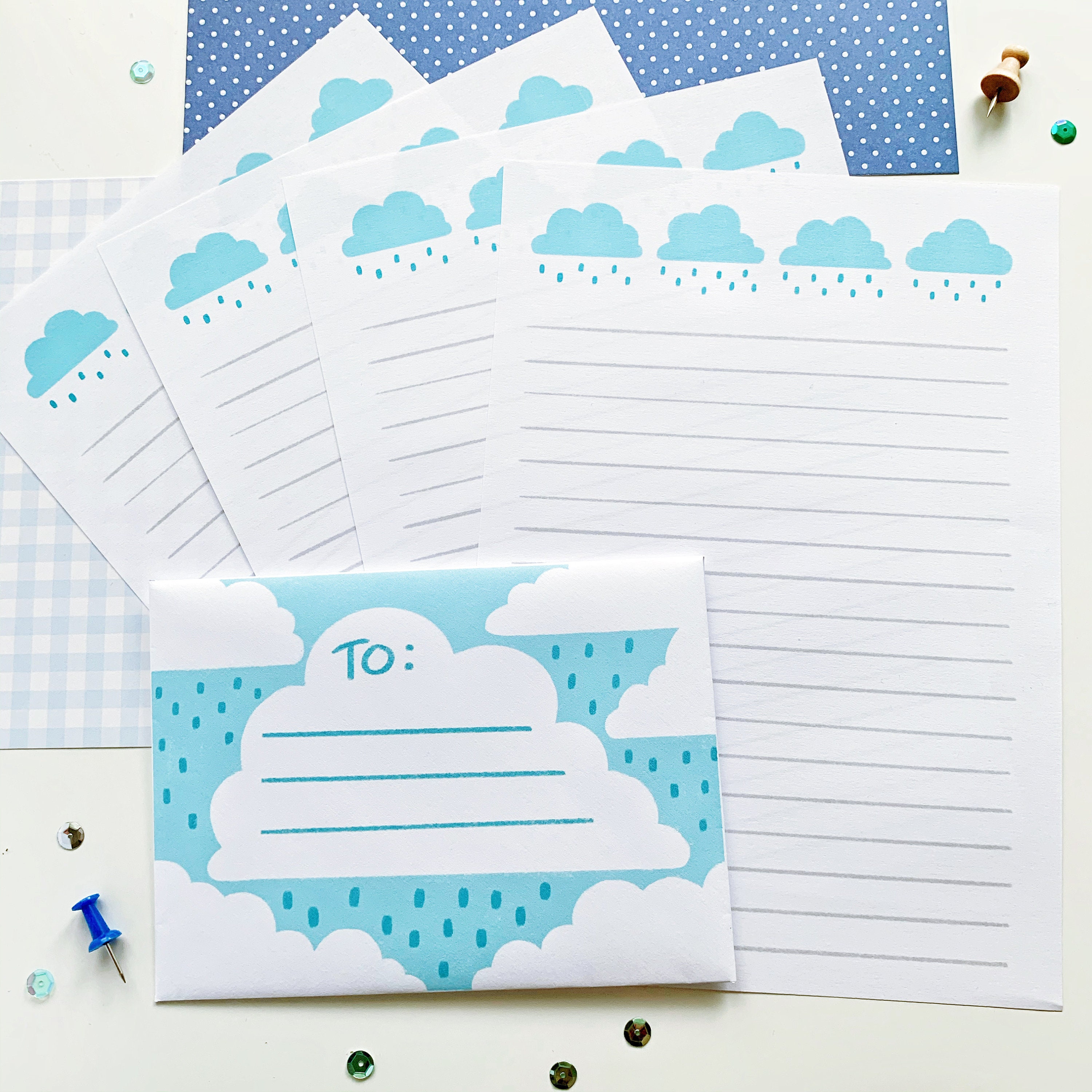 Printable Cloud Sky Letter Writing Set Penpal Paper & - Etsy