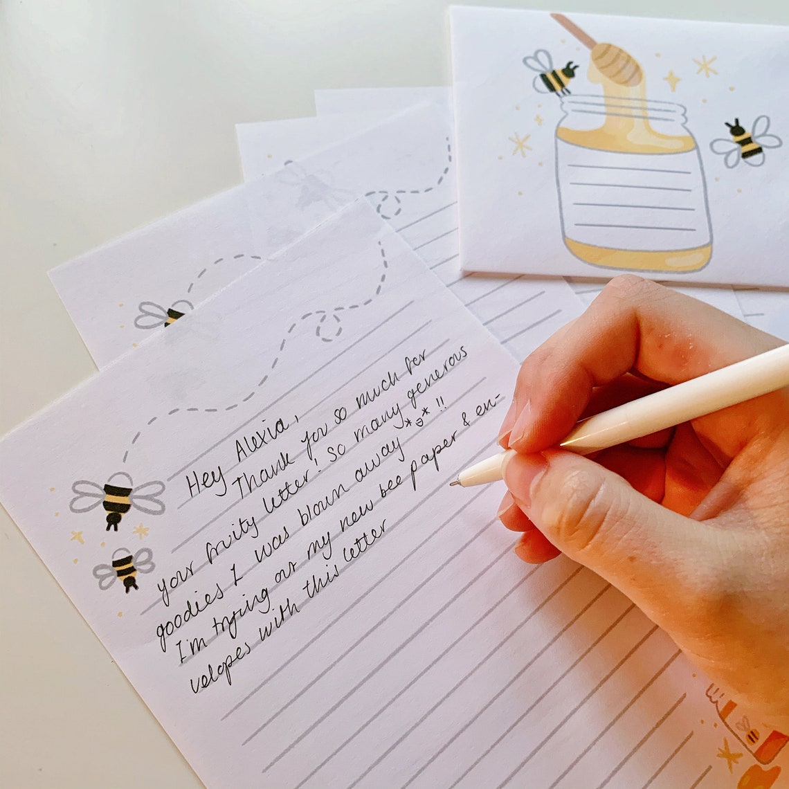Printable Cute Bee Letter Writing Set Penpal Paper & | Etsy