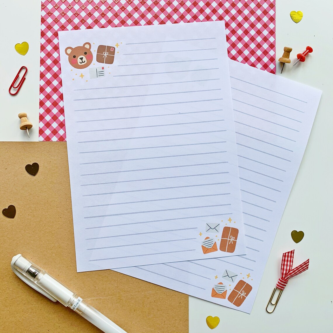 Printable Bear Mail Letter Writing Set - Penpal Paper & Envelope Kit ...