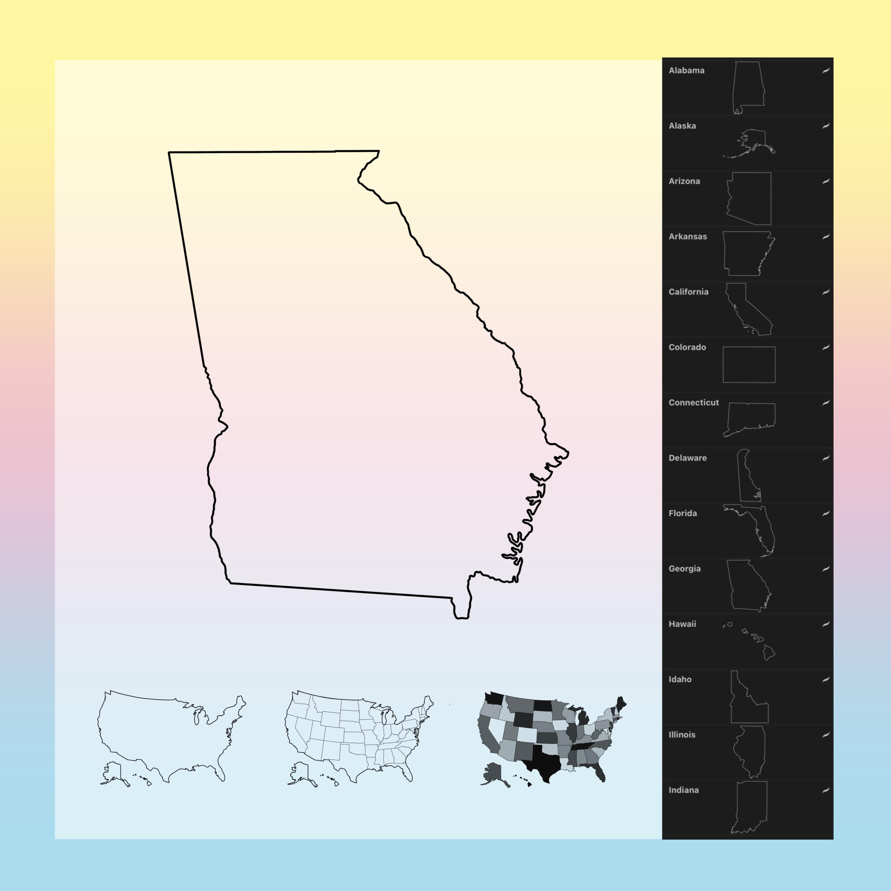 Procreate USA Map States Brush Stamp Digital Stamp - Etsy