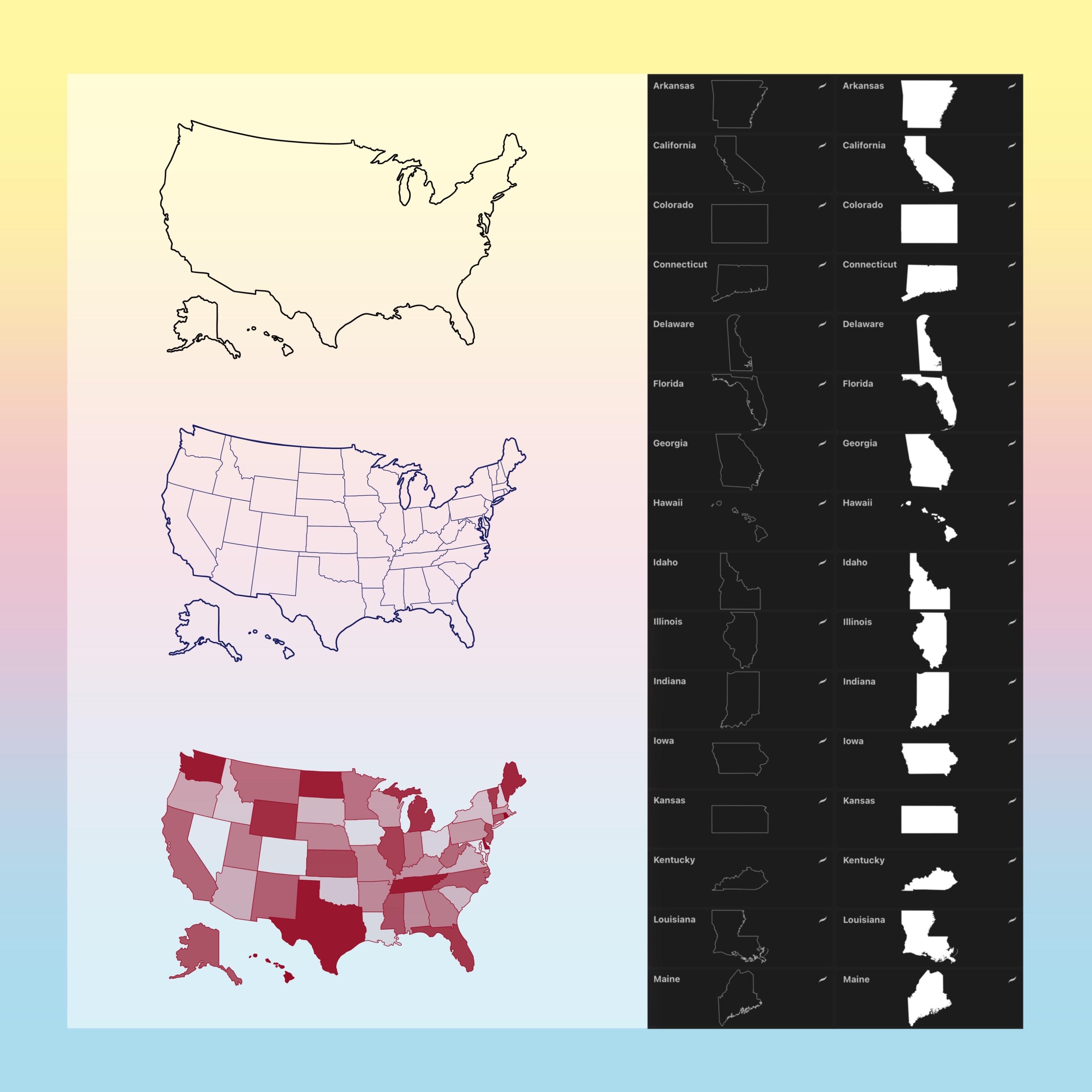 Procreate USA Map States Brush Stamp Digital Stamp - Etsy