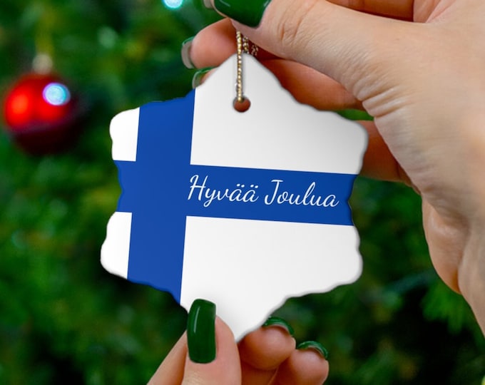 Hyvää Joulua FINLAND Finnish Merry Christmas, Turquoise Acrylic ...