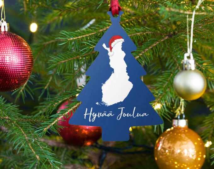 Hyvää Joulua FINLAND Finnish Merry Christmas, Turquoise Acrylic ...