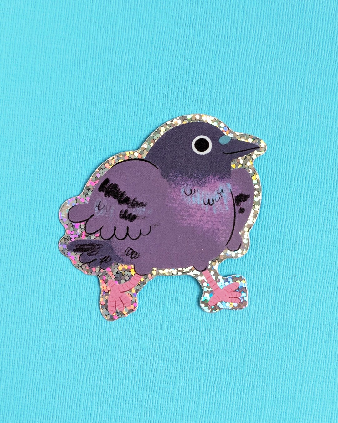 Happy Walking Pigeon, Purple Pigeon Waterproof Stickers, Vinyl Glitter ...