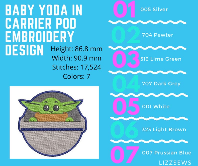 Baby Yoda in Carrier Pod Embroidery Design - Etsy