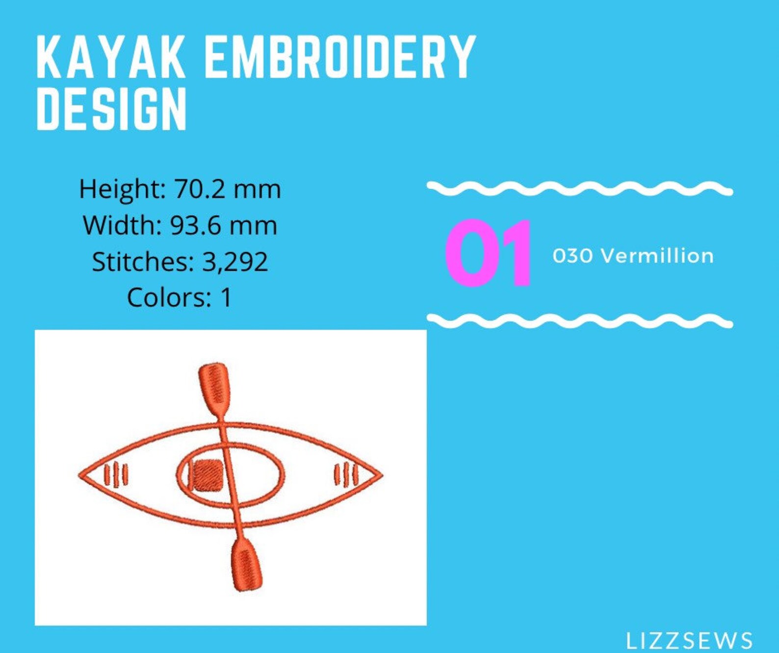 Kayak Embroidery Design - Etsy