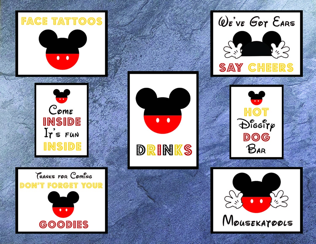 Mickey Mouse Party Signs - Etsy