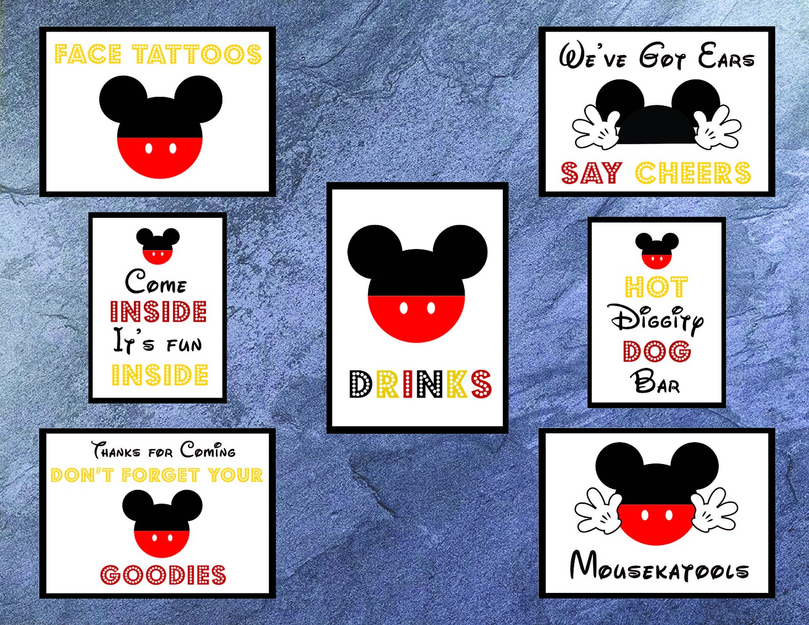 Mickey Mouse Party Signs - Etsy
