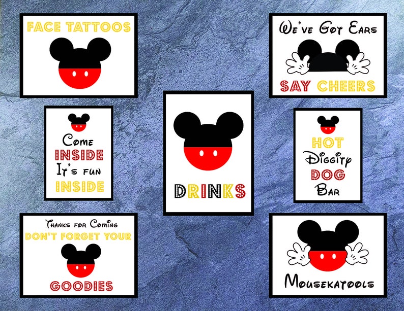 Mickey Mouse Party Signs - Etsy