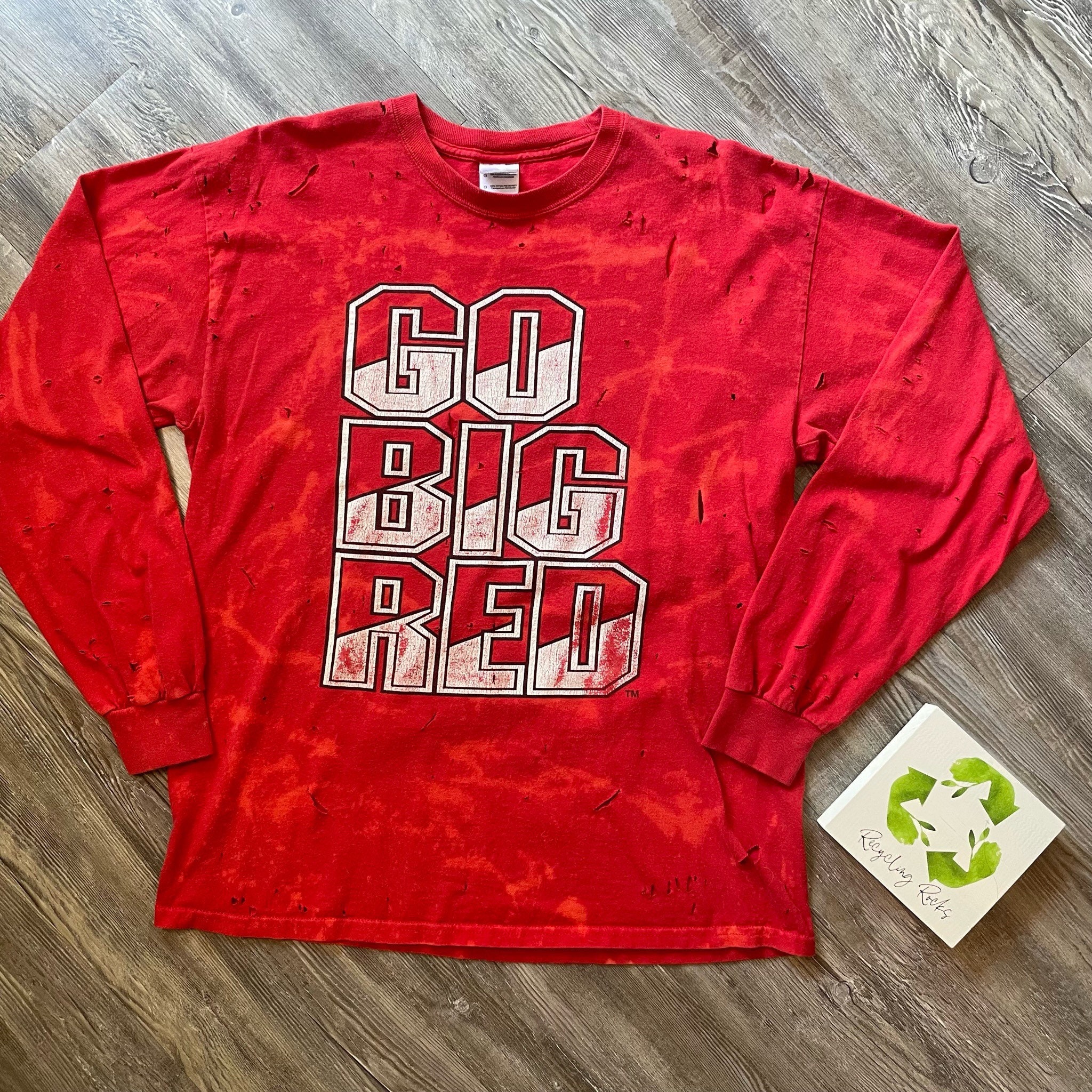 Restyled Nebraska Go Big Red Shirt, Size L, Grunge Cut up Distressed ...