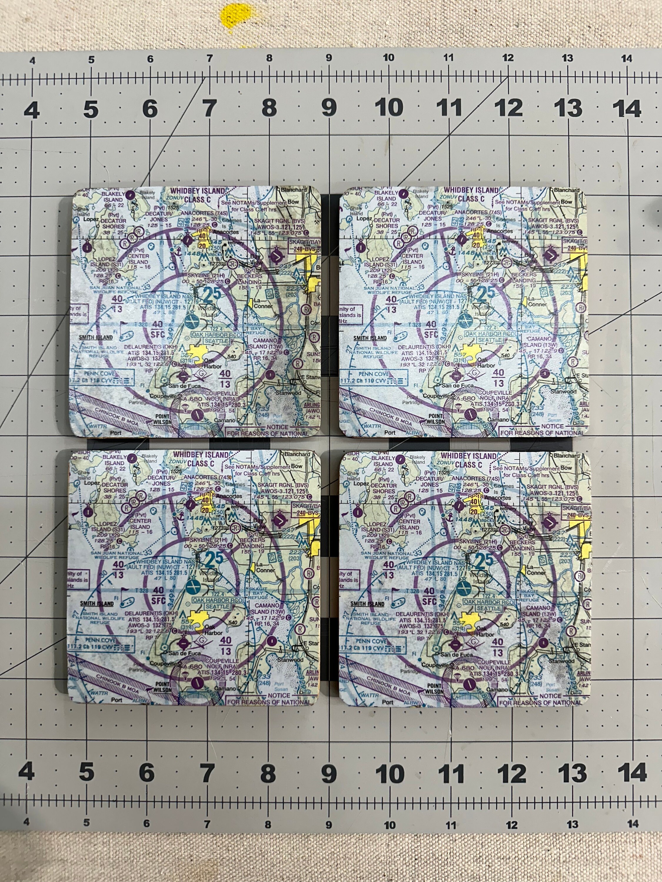 Aviation VFR Sectional Chart Wood Coasters Airport of Choice Set of 4 ...