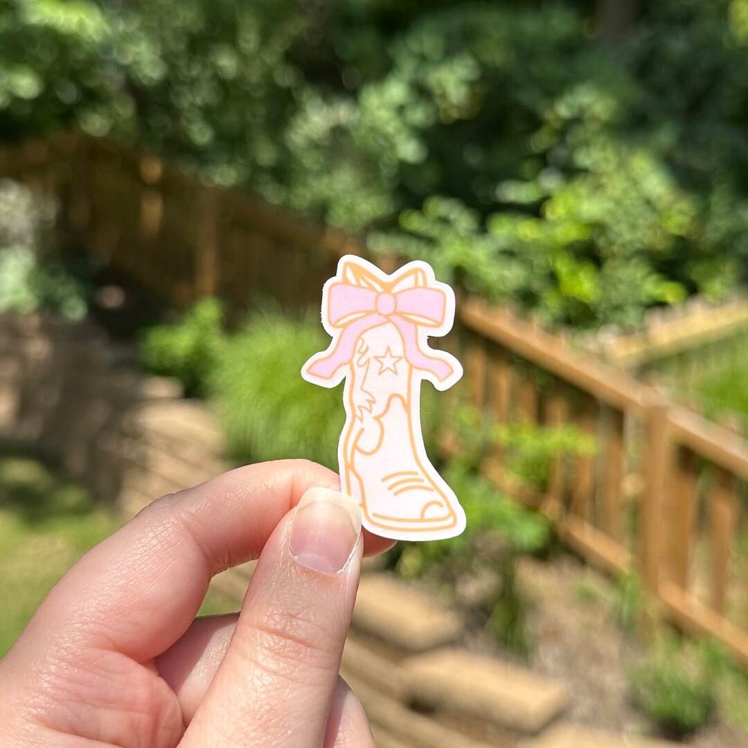 Bows & Cowboy Boot Vinyl Sticker - Etsy