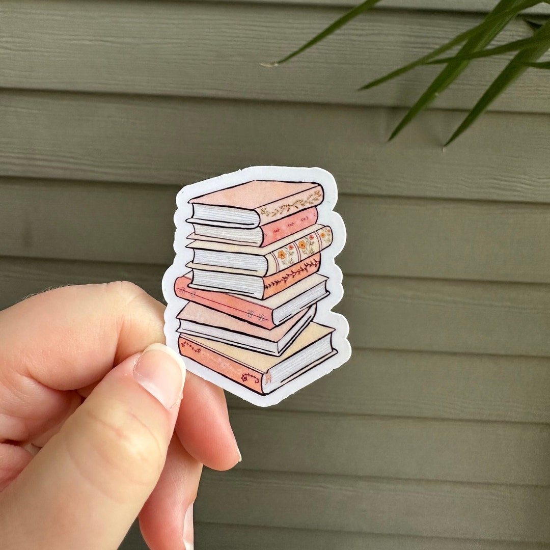 Pastel Book Stack Vinyl Sticker - Etsy
