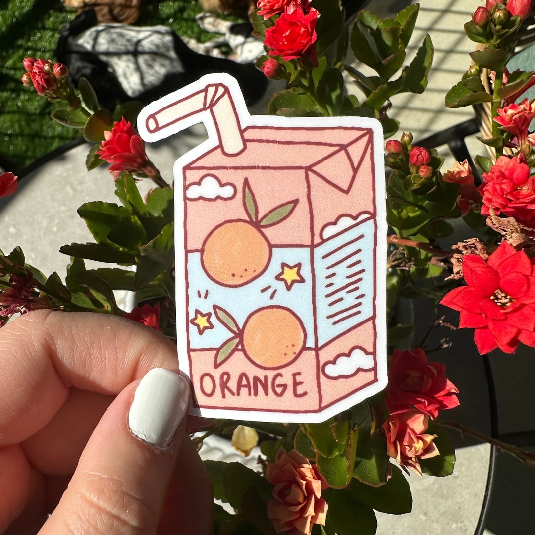 Orange Juice Box Vinyl Sticker - Etsy
