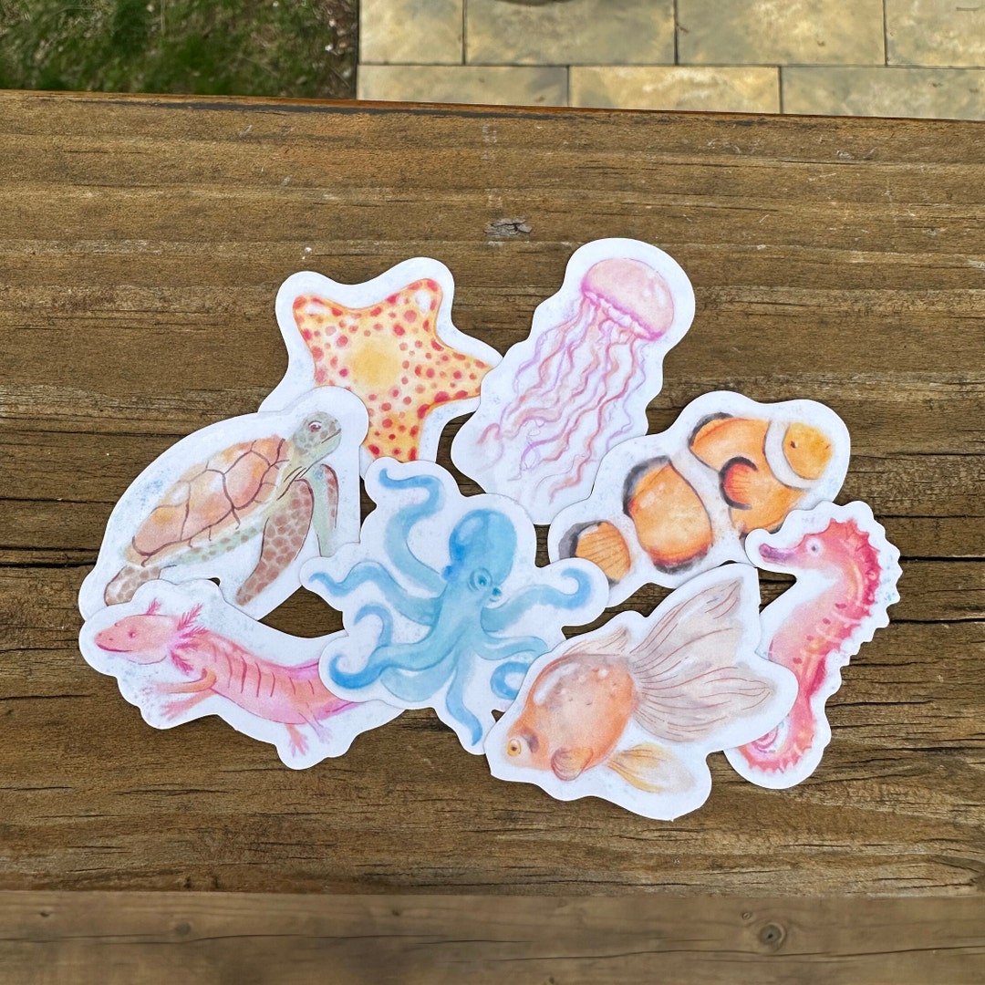 Watercolor Ocean Animal Vinyl Stickers - Etsy