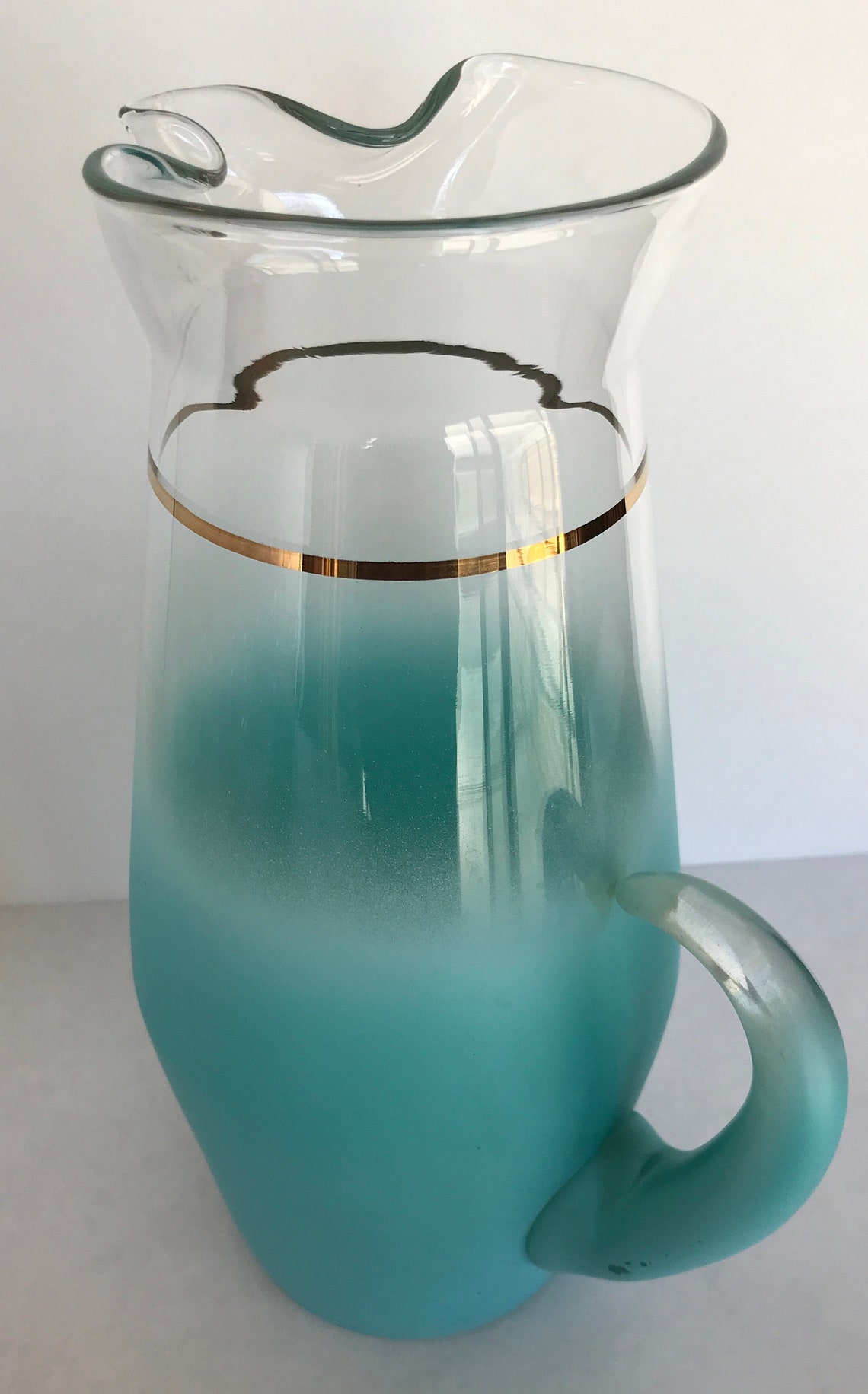 Blendo Turquoise Pitcher by West Virginia Glass Specialty - Etsy