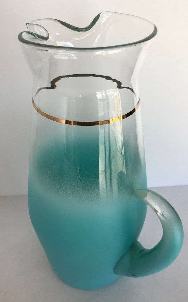 Blendo Turquoise Pitcher by West Virginia Glass Specialty - Etsy
