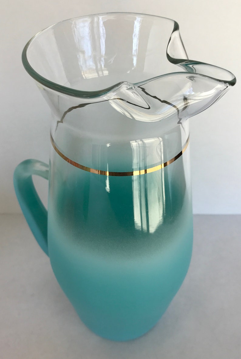 Blendo Turquoise Pitcher by West Virginia Glass Specialty - Etsy