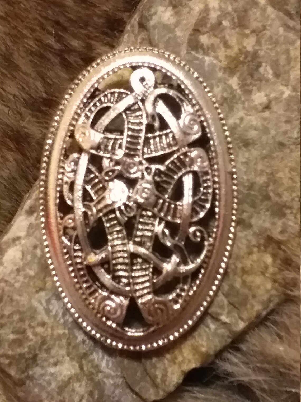 Viking Serpent Beast Knot Oval Broochviking Norse - Etsy